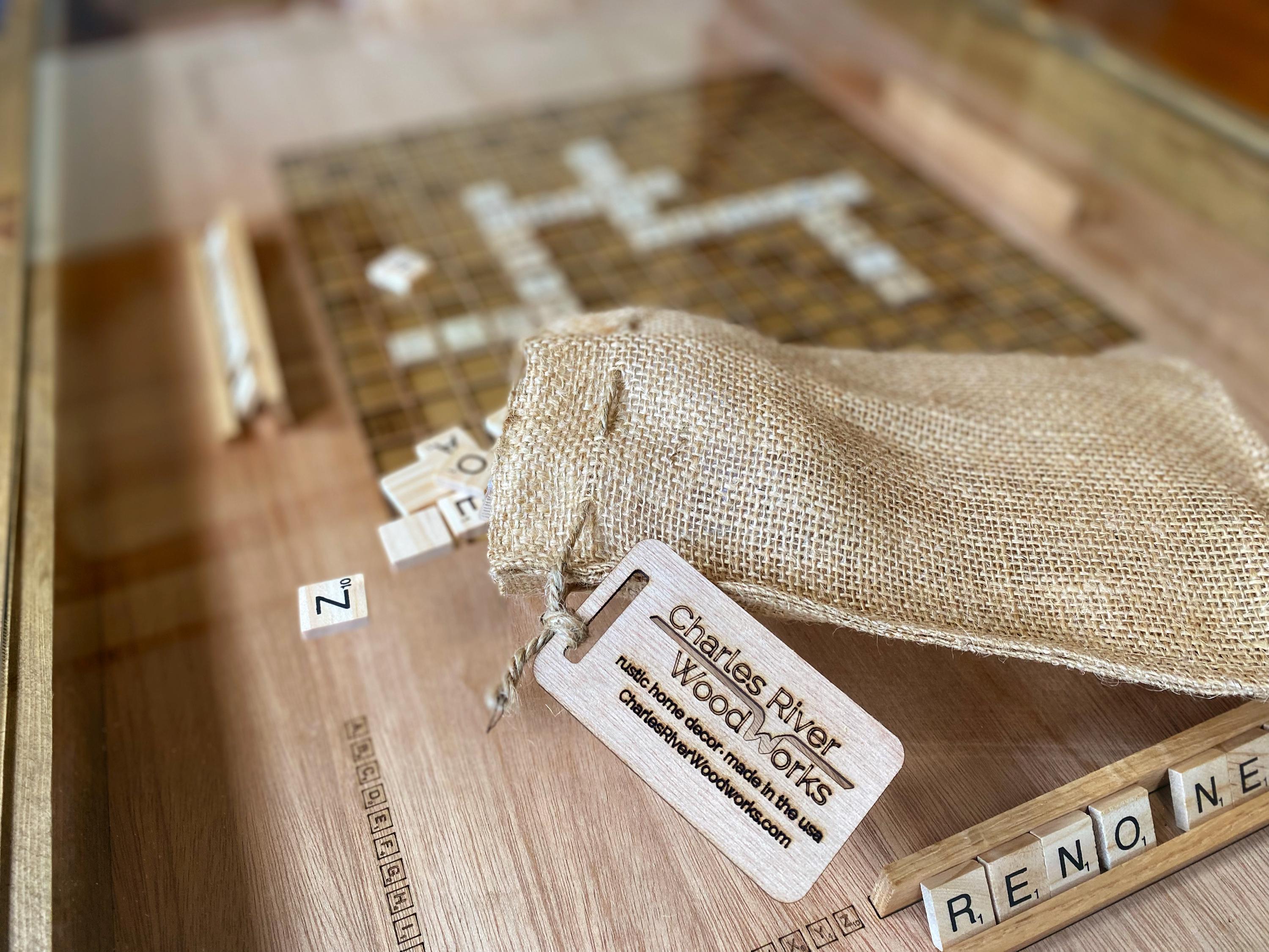 Rustic Scrabble Coffee Table With Removable Safety Glass Top - 25x37 ...