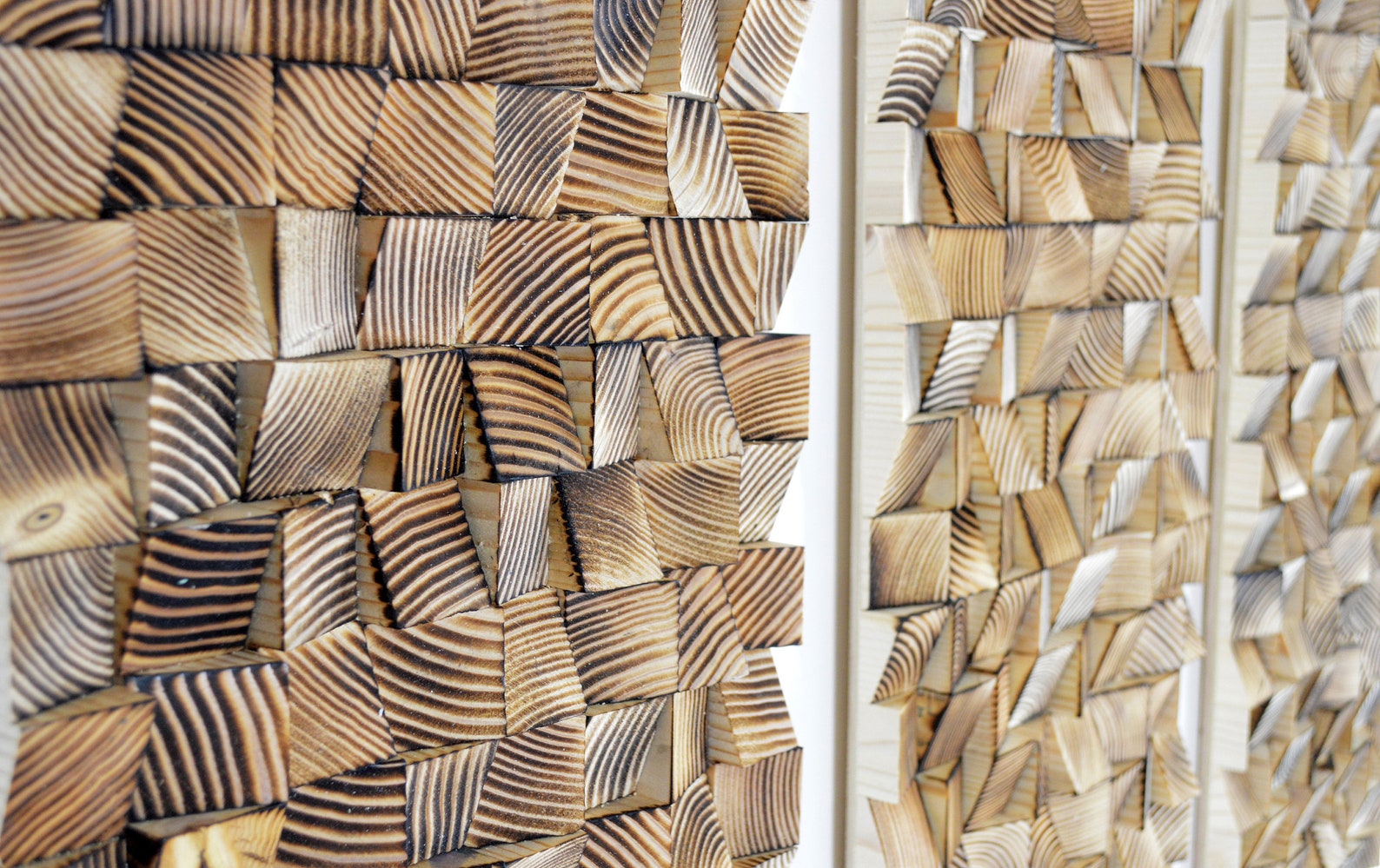 Woodburned Reclaimed Wood Triptych Rustic Wall Art Mosaic - Etsy