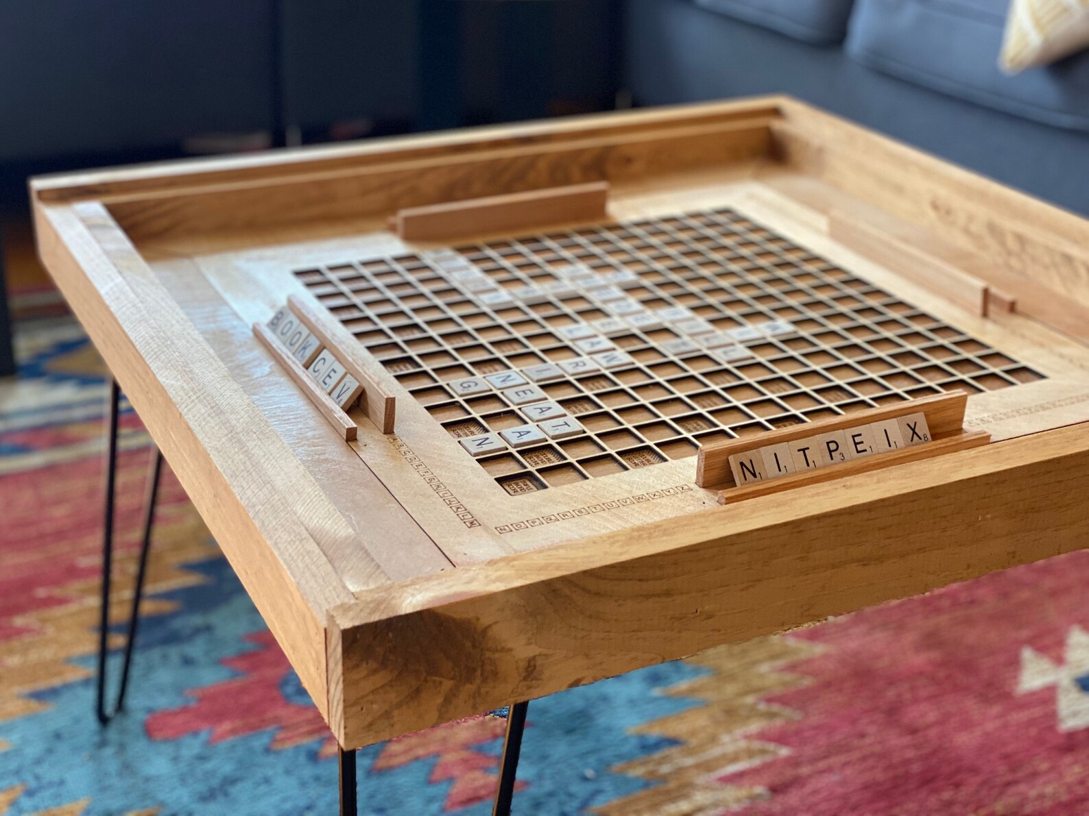 Rustic Scrabble Coffee Table With Removable Top Letter Tiles - Etsy