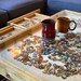Rustic Puzzle Coffee Table With Removable Glass Top Includes 2 Hidden ...