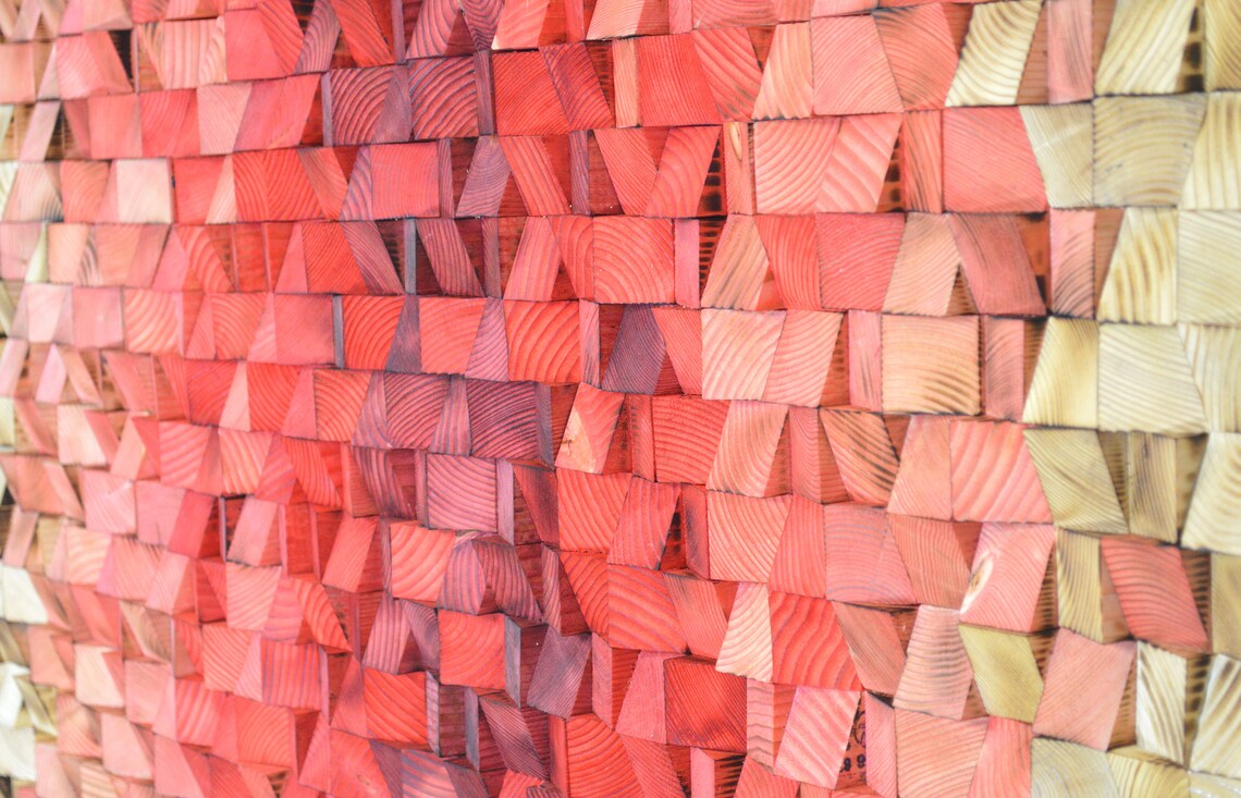 Bright Red Gradient Hanging Wood Wall Art 48x24 | Etsy