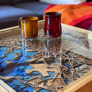 Handcrafted City Map Coffee Table - 100% Made in the USA. Choose Your ...