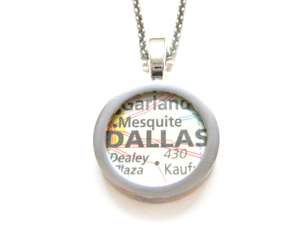 Dallas Texas Map Pendant Necklace - Etsy