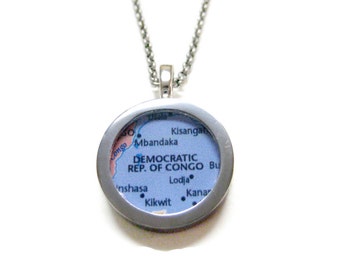 Congo Map Pendant Necklace, Republic of Congo Map Necklace Stainless ...