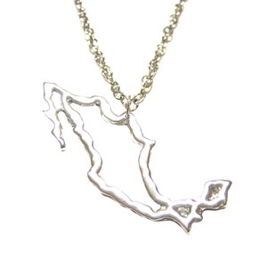 Silver Toned Mexico Map Outline Pendant Necklace - Etsy
