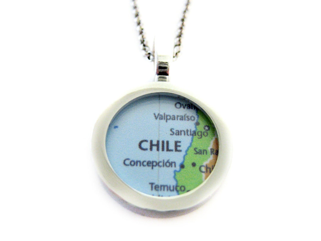 Chile Map Pendant Necklace - Etsy
