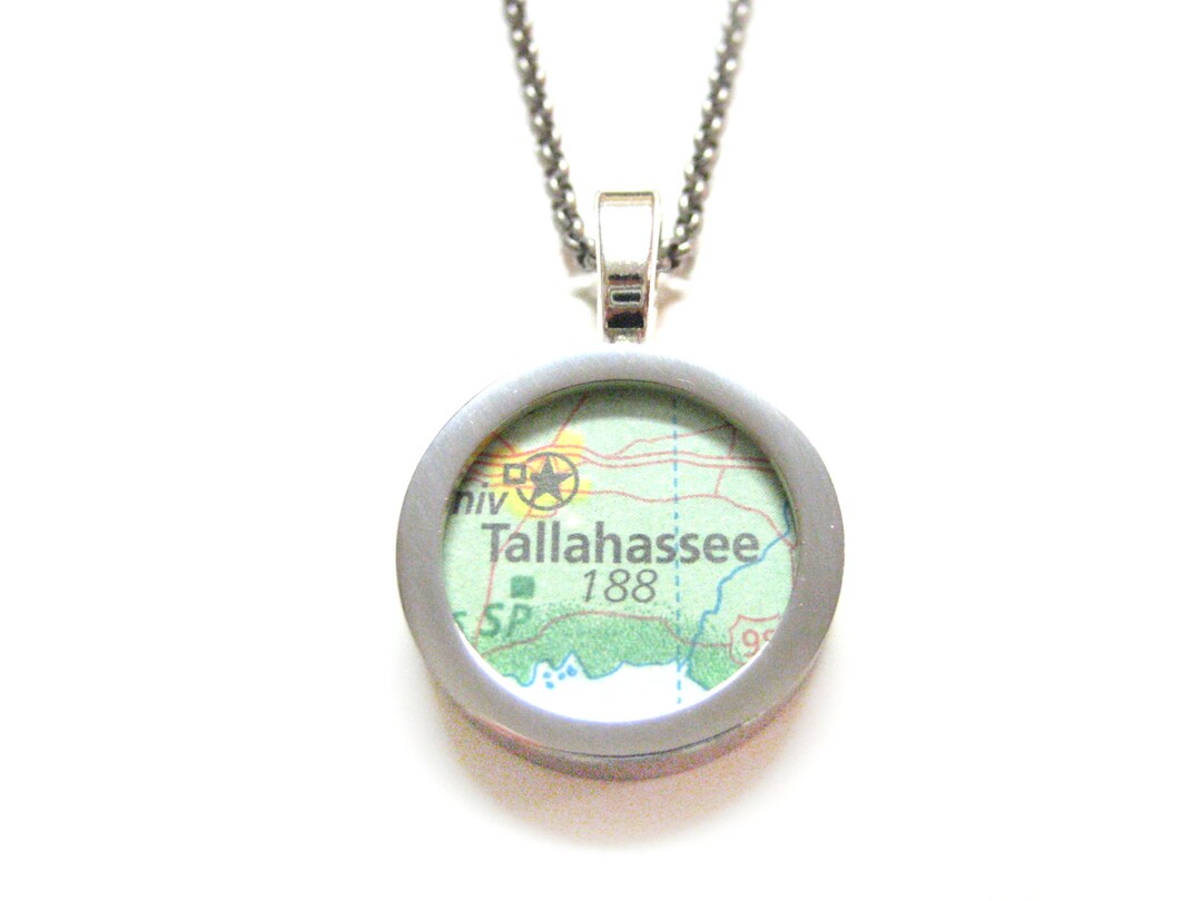 Tallahassee Florida Map Pendant Necklace - Etsy