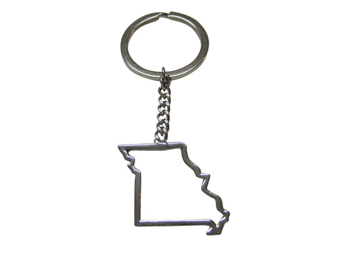 Silver Toned Missouri Map Outline Pendant Key Chain - Etsy UK