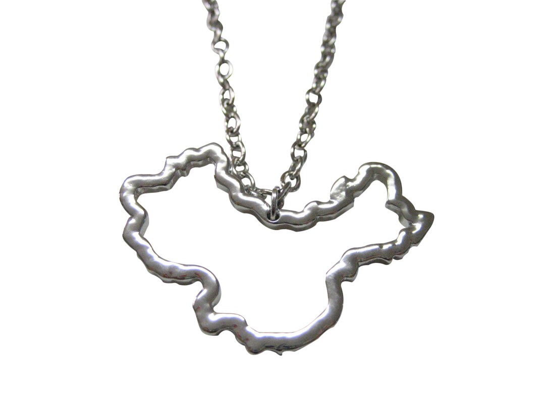 Silver Toned China Map Outline Pendant Necklace - Etsy