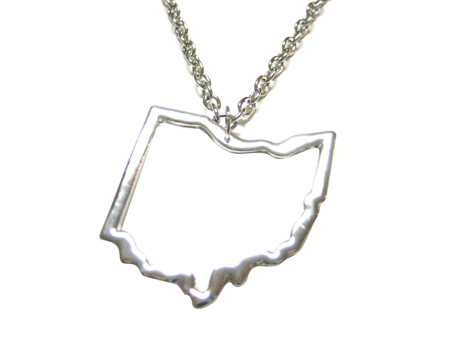 Silver Toned Ohio State Map Outline Pendant Necklace - Etsy
