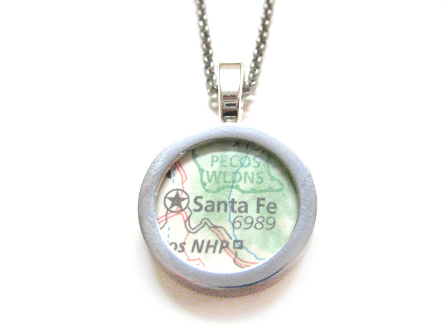 Santa Fe New Mexico Map Pendant Necklace - Etsy