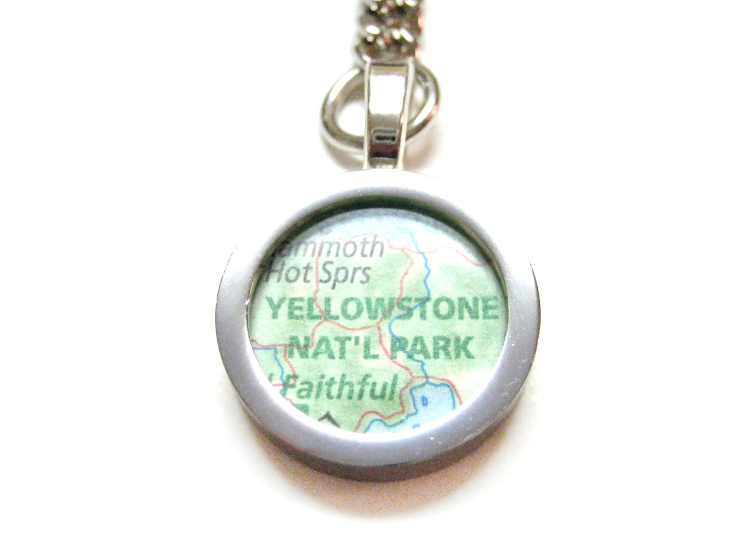 Yellowstone National Park Map Pendant Keychain - Etsy