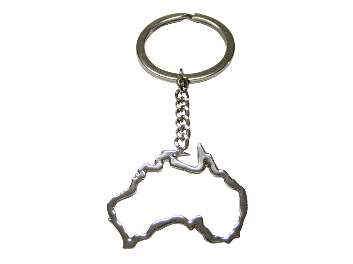 Silver Toned Australia Map Outline Pendant Key Chain - Etsy