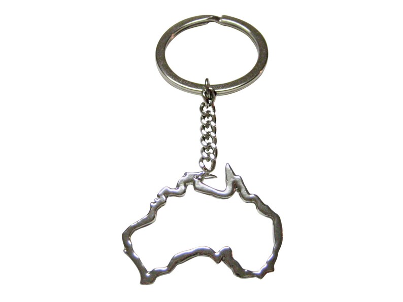 Silver Toned Australia Map Outline Pendant Key Chain - Etsy
