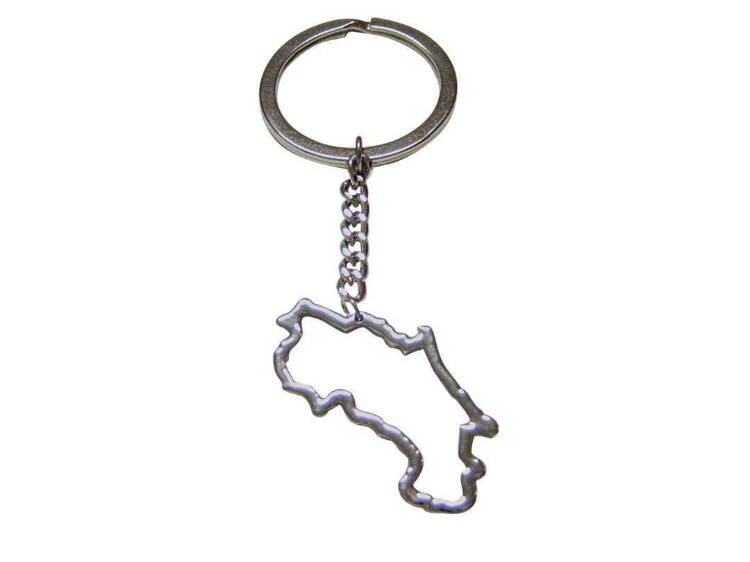 Silver Toned Costa Rica Map Outline Pendant Key Chain - Etsy