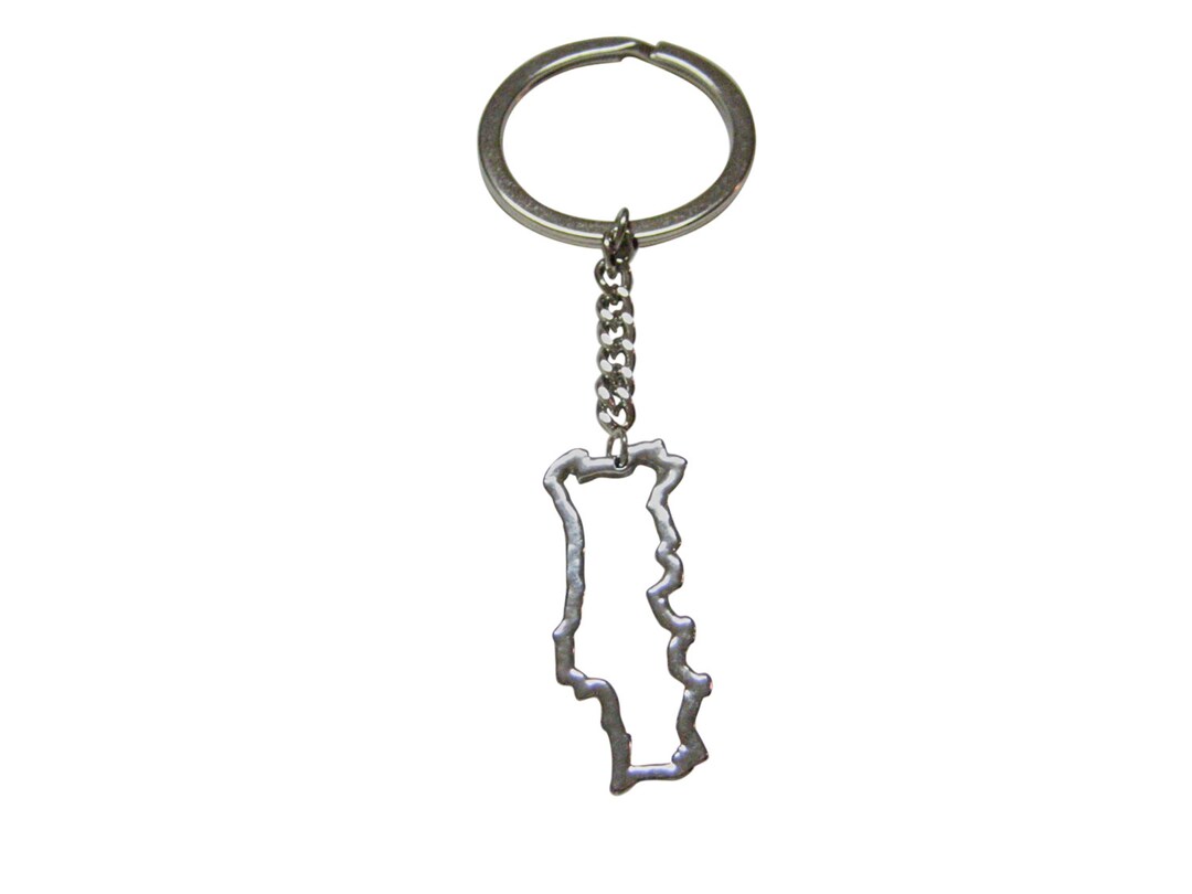 Silver Toned Portugal Map Outline Pendant Key Chain - Etsy