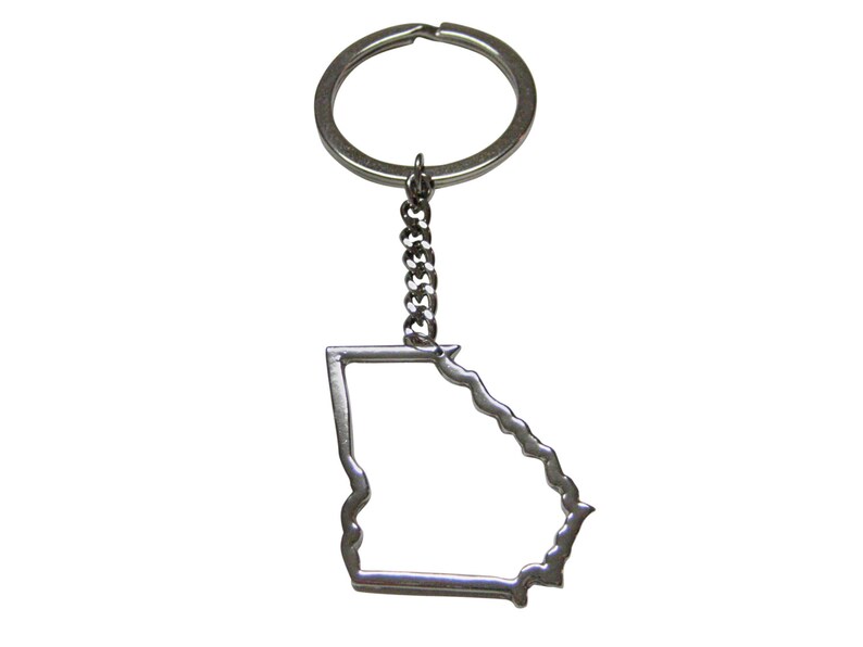 Silver Toned Georgia Map Outline Pendant Key Chain - Etsy