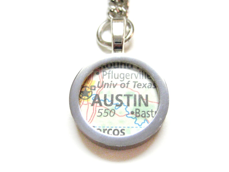 Austin Texas Map Pendant Keychain - Etsy