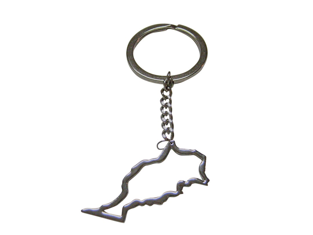 Silver Toned Morocco Map Outline Pendant Key Chain - Etsy