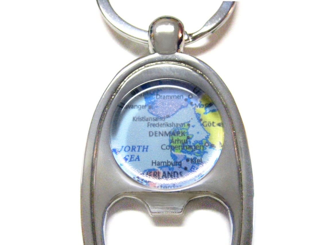 Denmark Map Bottle Opener Key Chain - Etsy