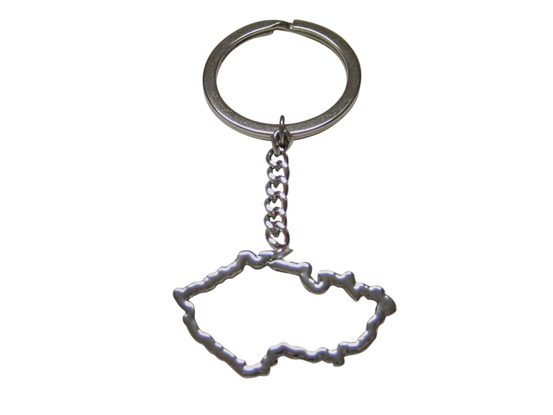 Silver Toned Czech Republic Map Outline Pendant Key Chain - Etsy