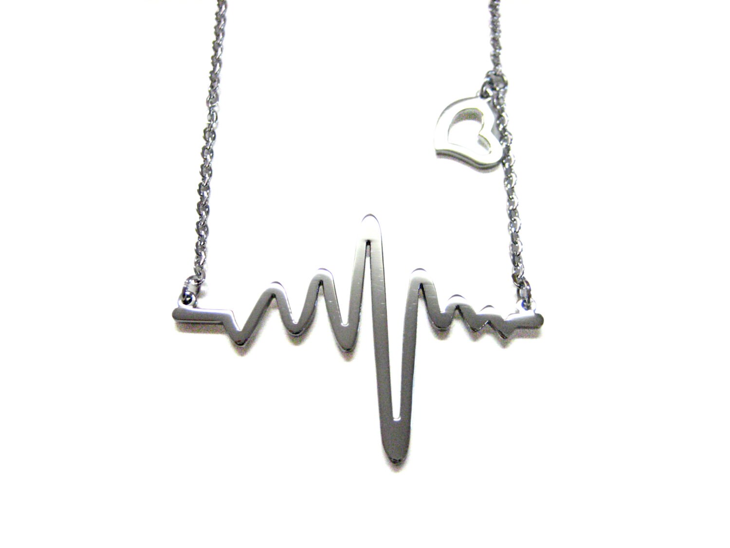 Silver Toned Heart Rhythm EKG Pendant Necklace - Etsy