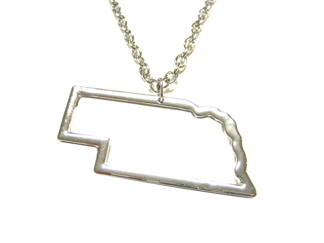 Silver Toned Nebraska State Map Outline Pendant Necklace - Etsy
