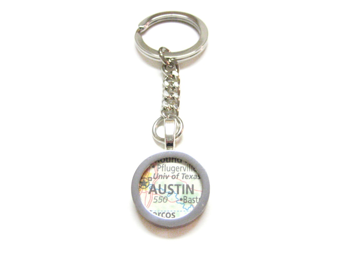Austin Texas Map Pendant Keychain - Etsy