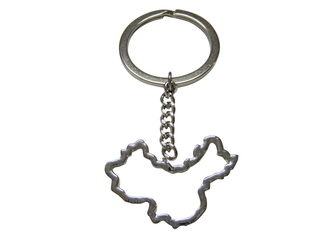 Silver Toned China Map Outline Pendant Key Chain - Etsy
