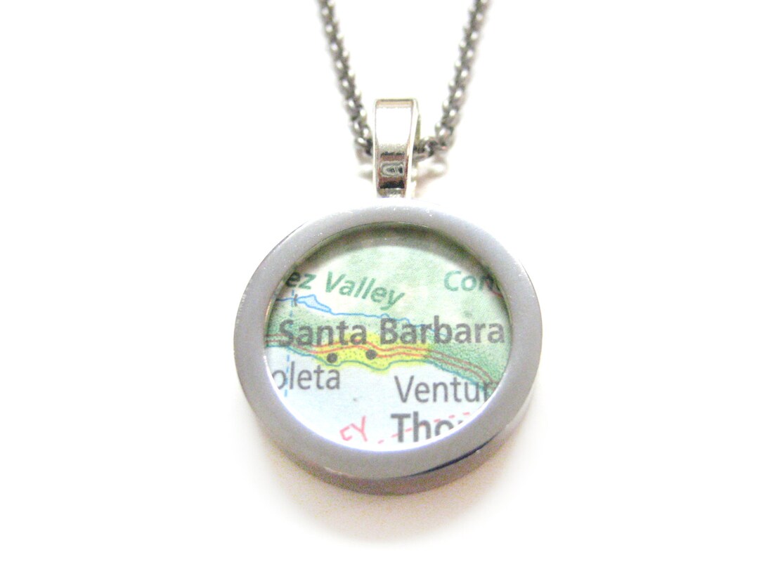 Santa Barbara California Map Pendant Necklace - Etsy