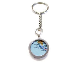 Silver Toned Etched Costa Rica Flag Pendant Keychain - Etsy