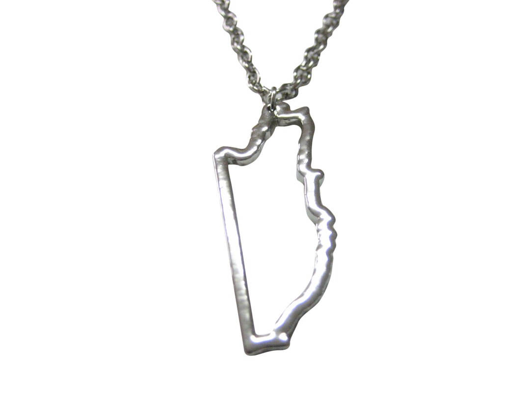 Silver Toned Belize Map Outline Pendant Necklace - Etsy