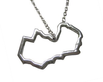 Silver Toned China Map Outline Pendant Necklace - Etsy