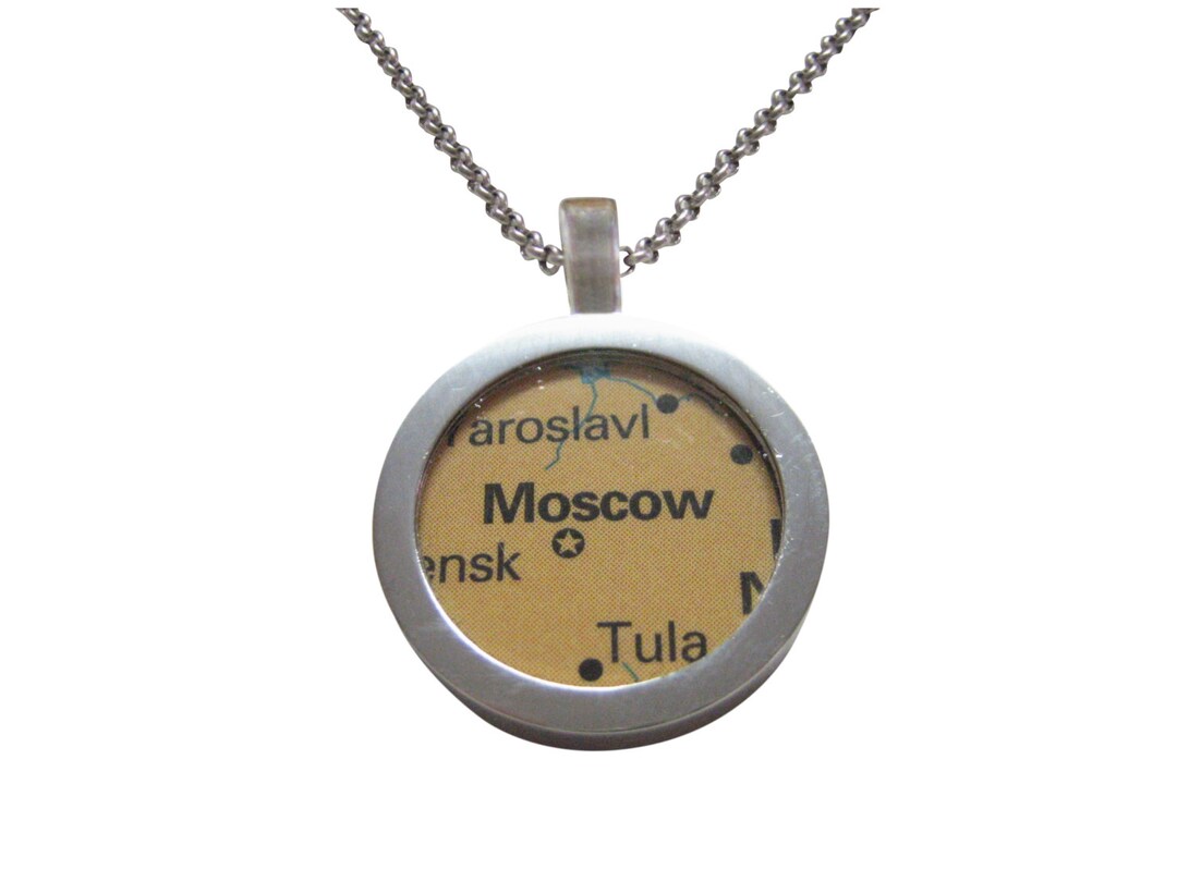 Moscow Russia Map Pendant Necklace - Etsy