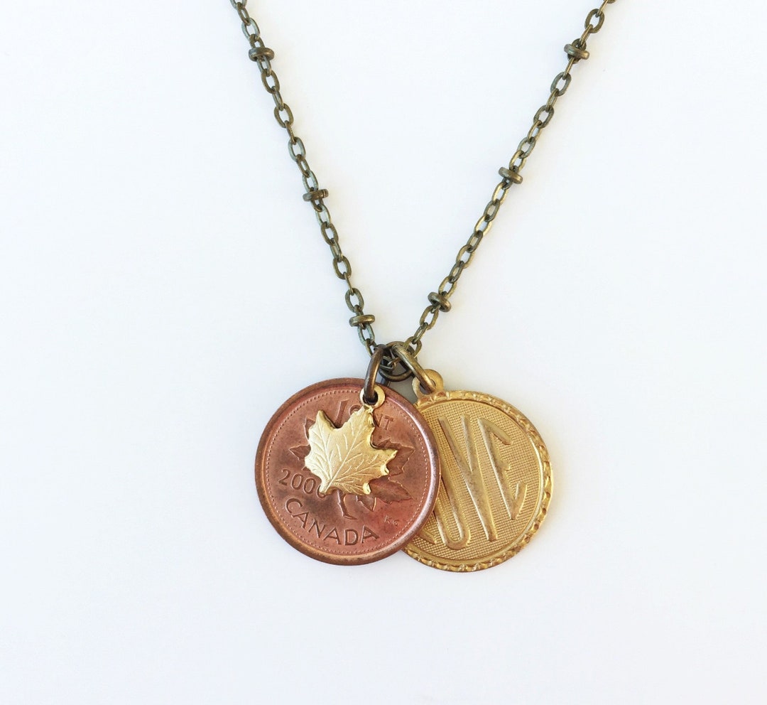 Customizable Canadian Penny Necklace - Maple Leaf - Canadian Jewelry ...