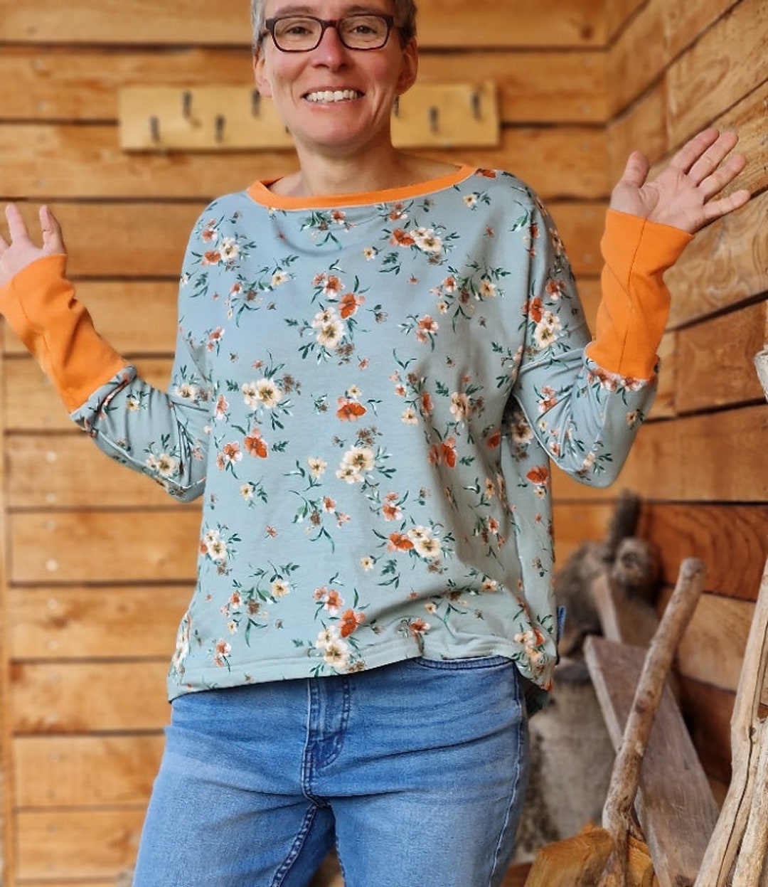 Sweatshirt Fledermausshirt ** Hanni ** Retro Blumen , maritim , Shirt ...