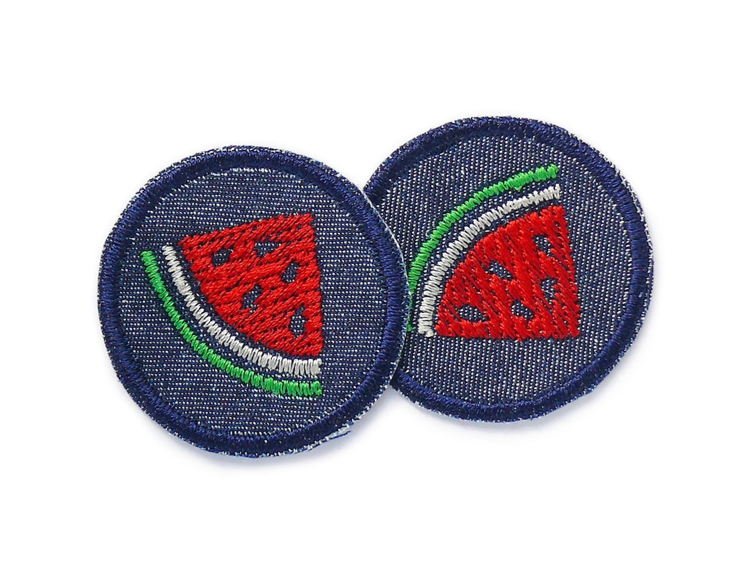 2 Mini Melon Patches, 4 Cm, Iron-on Patches With Embroidered Watermelons, Iron-on Image ...