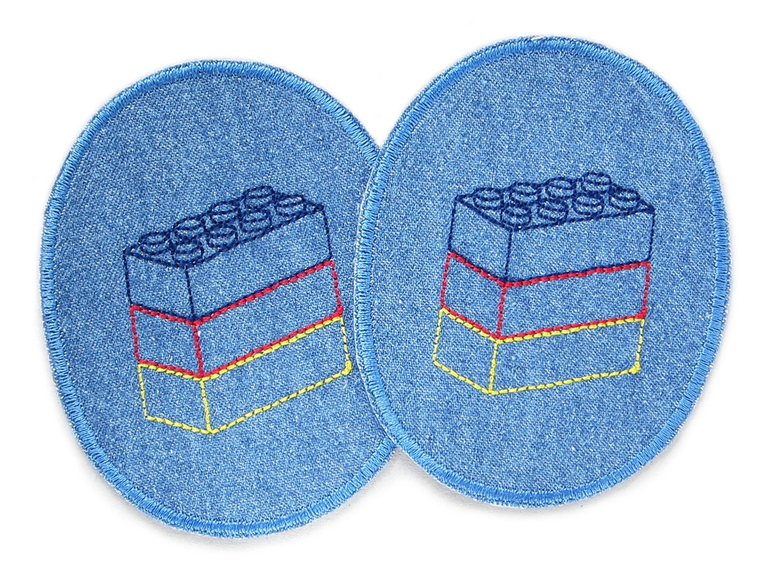 2 Building Block Patches to Iron On, 8 X 10 Cm, Jeans Knee Patches With ...