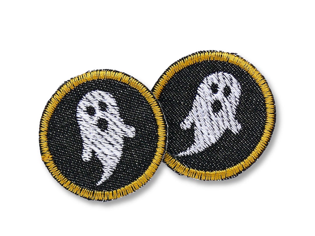 2 Mini Ghost Iron-on Patches, 4 Cm, Embroidered Ghost Jeans Patches ...