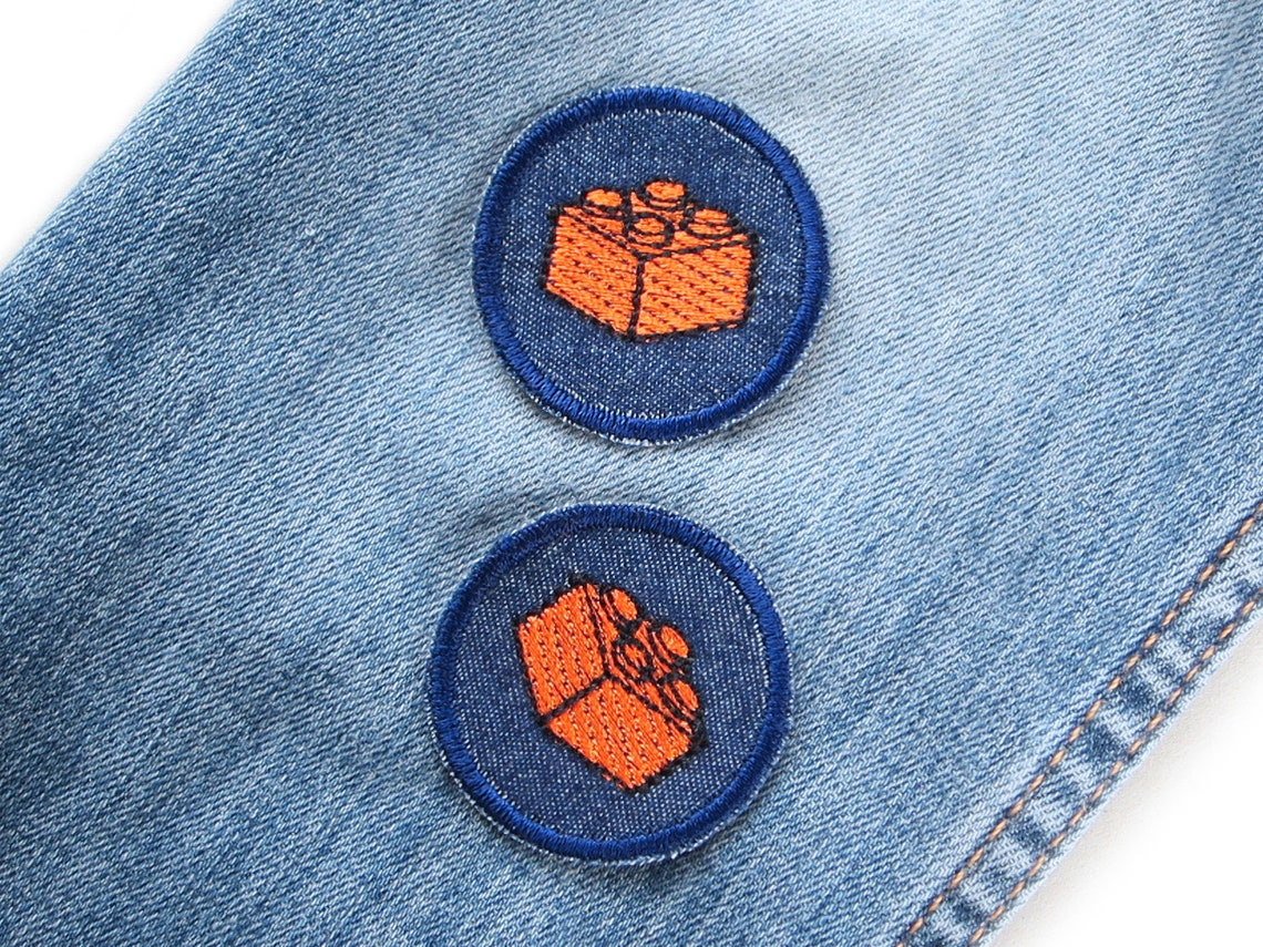 Set Mini 2 Jeans Pants Patch Lego brick orange 4 cm Lego | Etsy