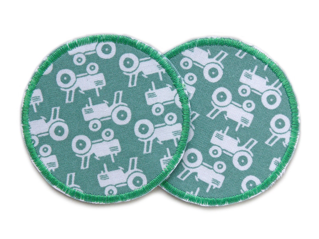 2 Tractor Patches to Iron On, 7 Cm, Tractor Green Iron-on Patches ...