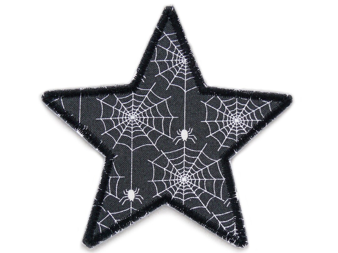 Spider Web Star Patch, Spider Iron-on Image, 10 Cm, Halloween Patch to ...