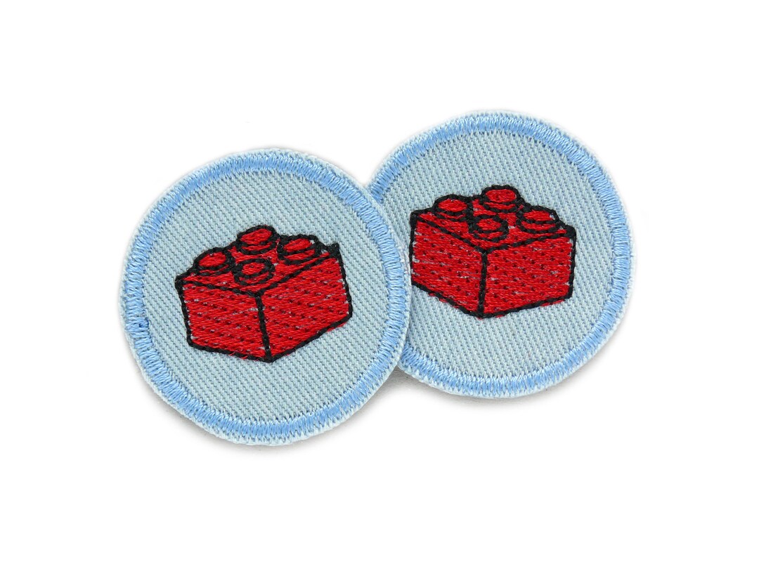 2 Jeans Patches Building Block Red Embroidered, 4 Cm, Mini Patches to ...