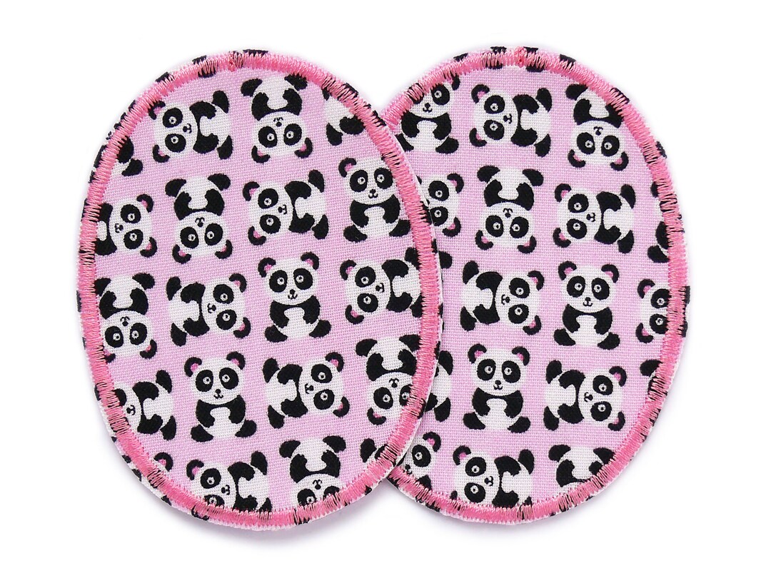 2 Knee Patches Panda Bear, Oval Trouser Patches With Pandas, 6 X 8 Cm ...