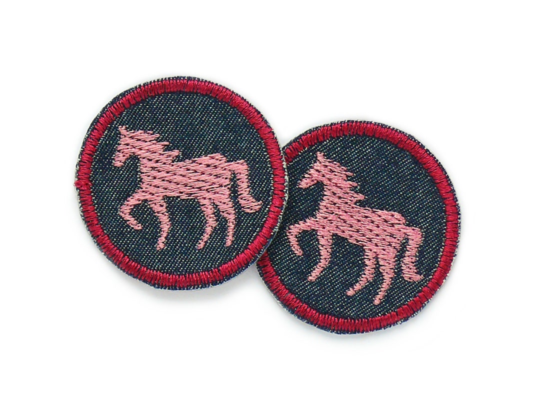 2 Mini Patches Horse Pink, 4 Cm, Small Trouser Patches, Jeans Patches Horses, Pony Patches to ...