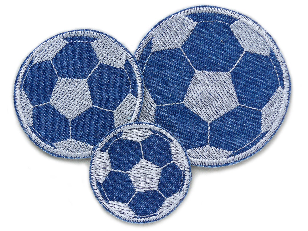3 Football Patches to Iron On, Football Patches Jeans Blue, Ball Sport ...