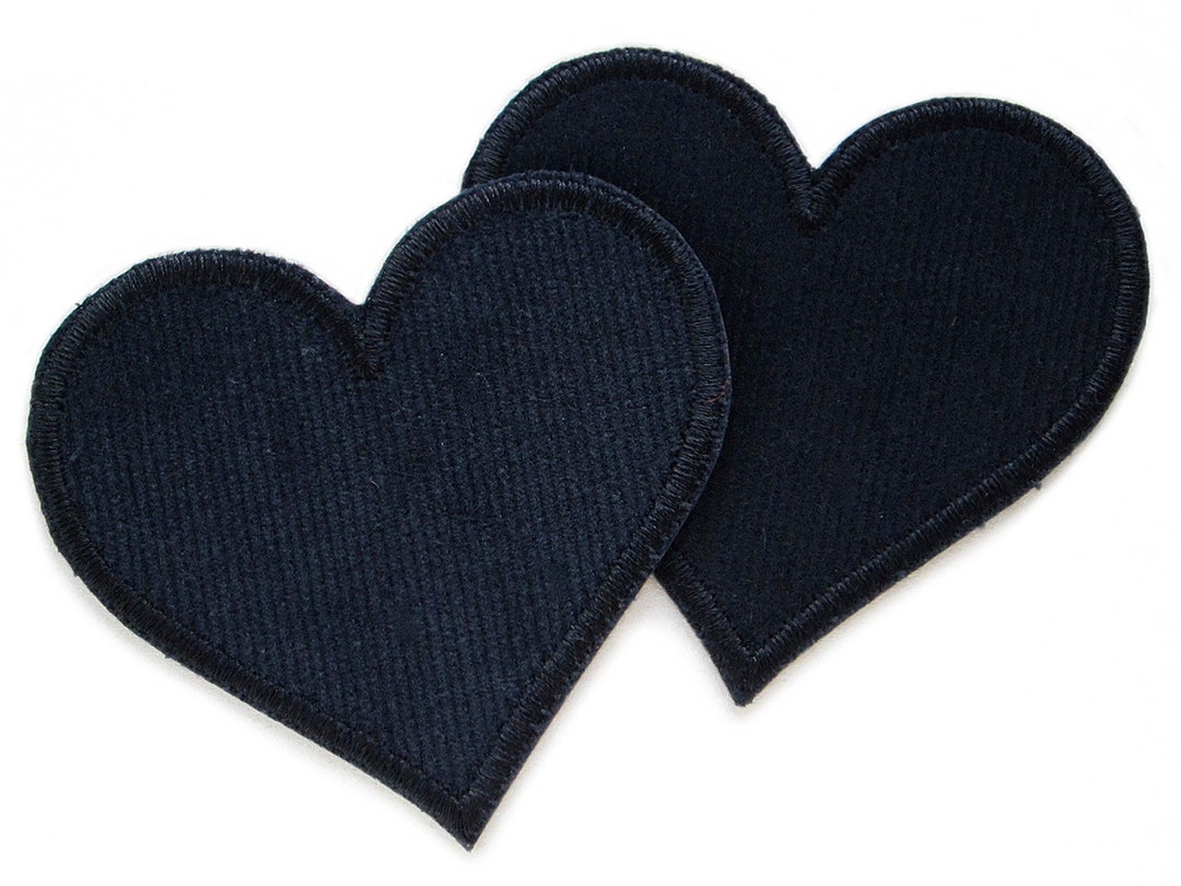 Set of 2 Corduroy Patches Heart Black, 8 Cm, Corduroy Patches to Iron ...