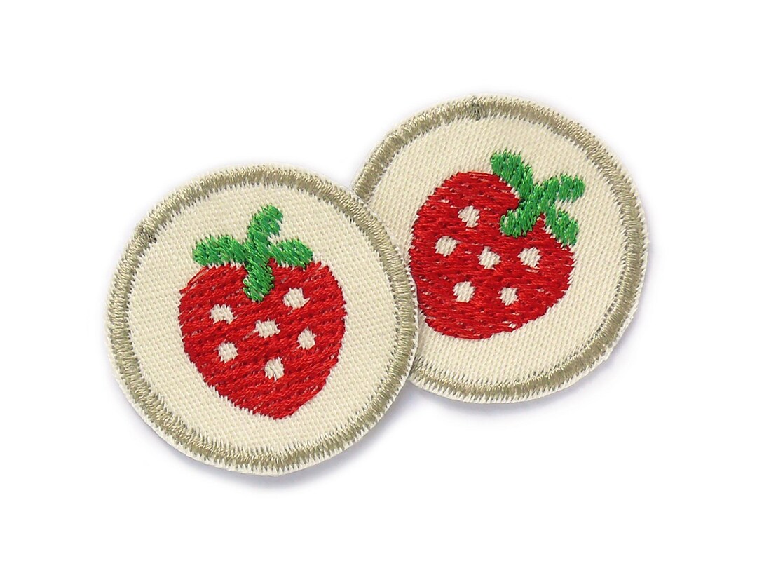 2 Mini Strawberry Patches, 4 Cm, Iron-on Patches With Embroidered ...