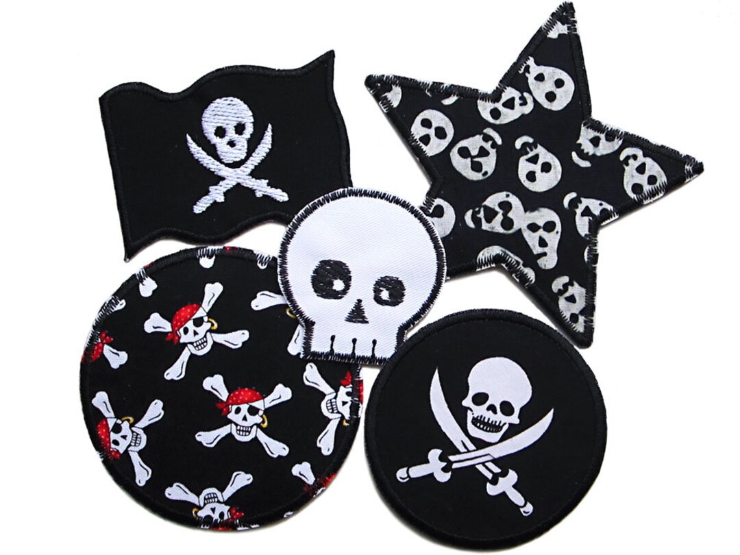 Set of 5 Pirate Patches to Iron Skull Star Flag Patch - Etsy
