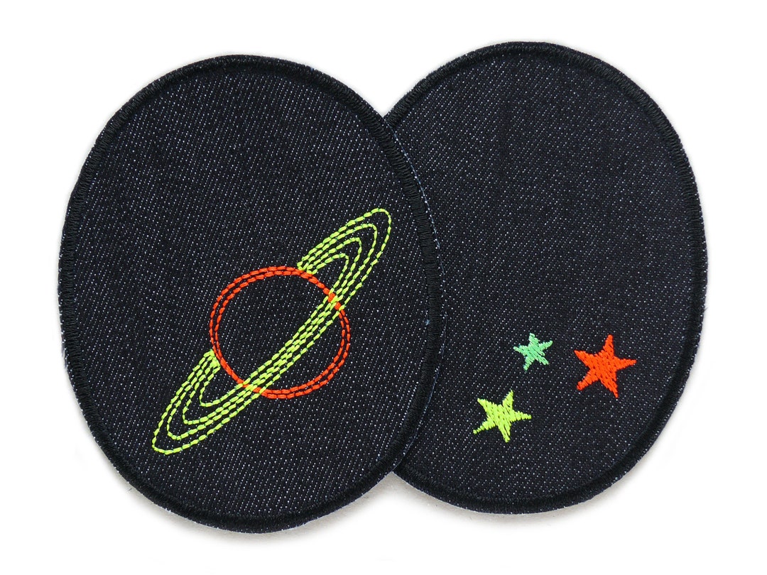 2 Iron-on Patches Saturn Stars - Neon, 8 X 10 Cm, Durable Iron-on ...